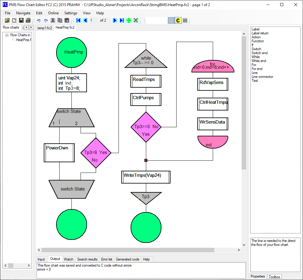 PMS Universal Programming Studio - Flussdiagramm Editor PMS-FC2